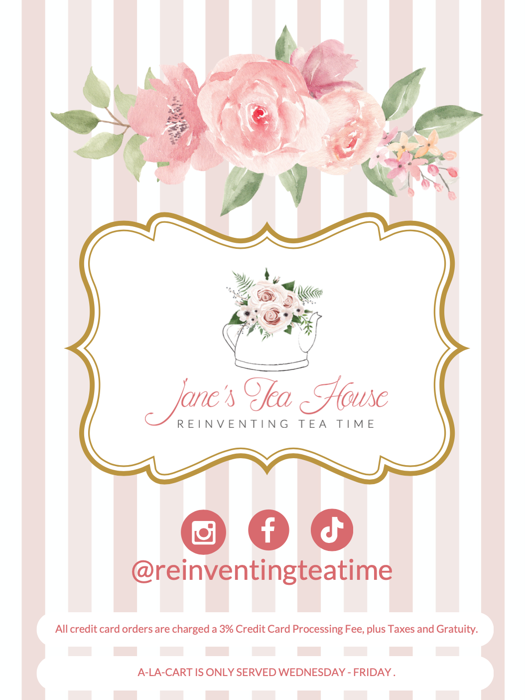 Afternoon Tea Menu – Jane’s Tea House